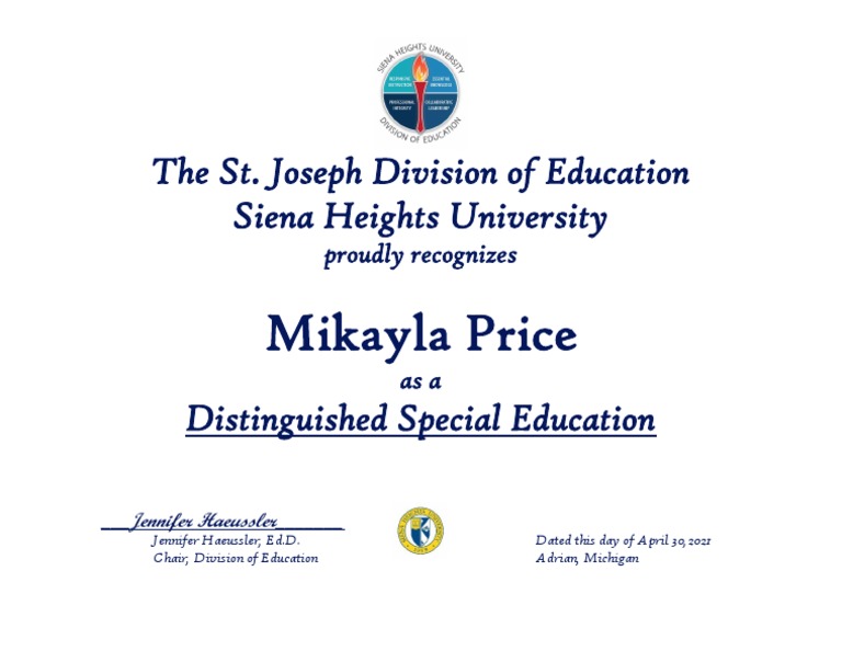Makayla Price Cert | PDF
