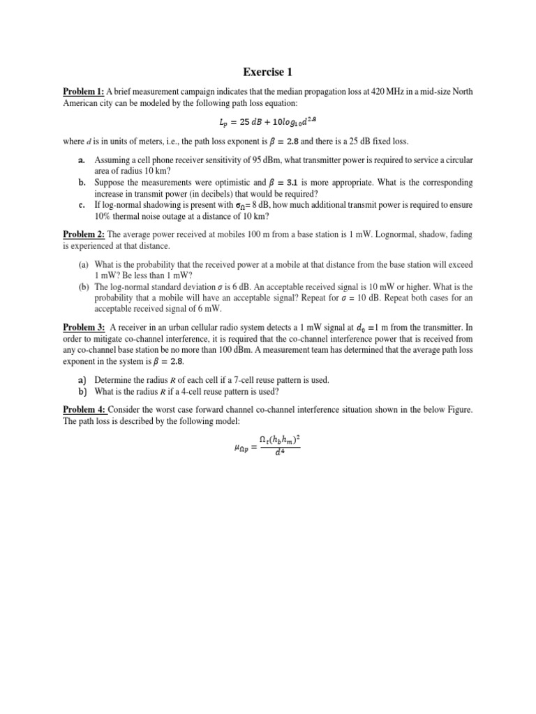 Exercise 1 - Fundamental of Mobile Networks | PDF | Cellular Network ...