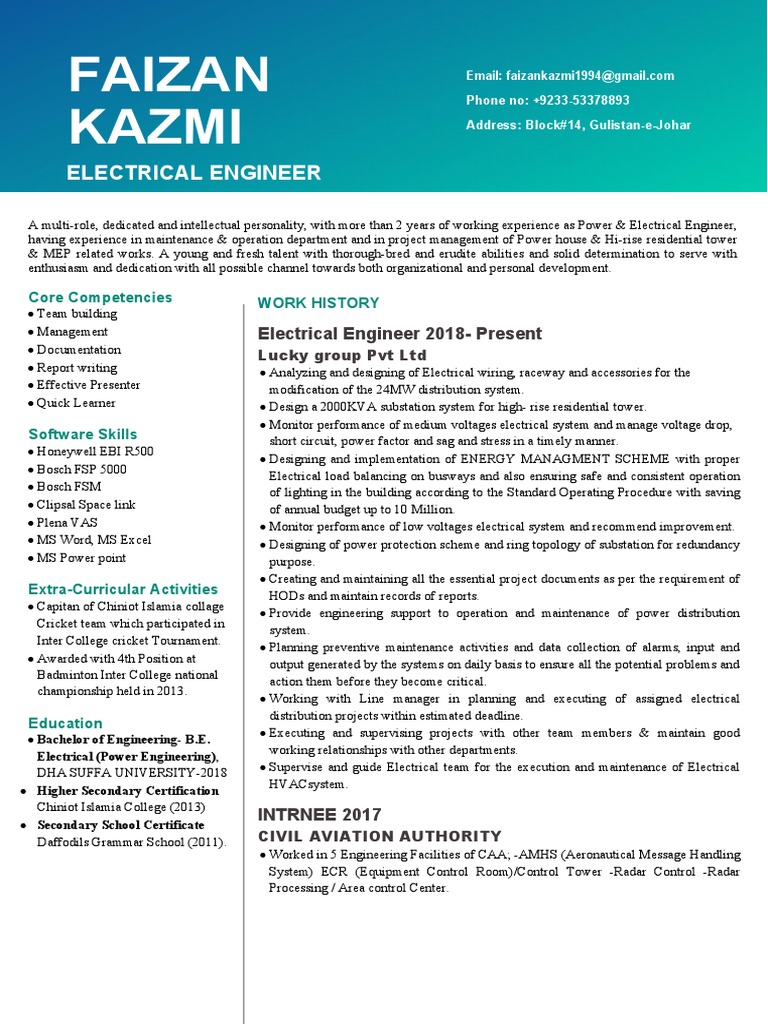 Electrical Engineer Profile | PDF | Engineering | Electromagnetism