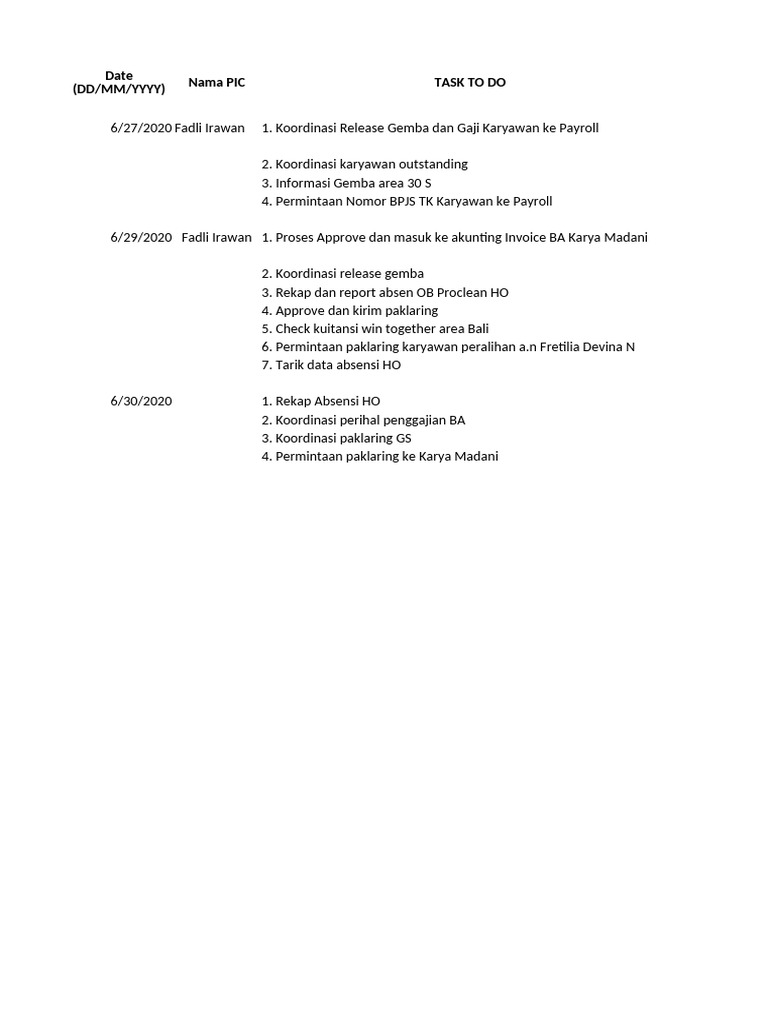 Task To Do - Fadli Irawan | PDF