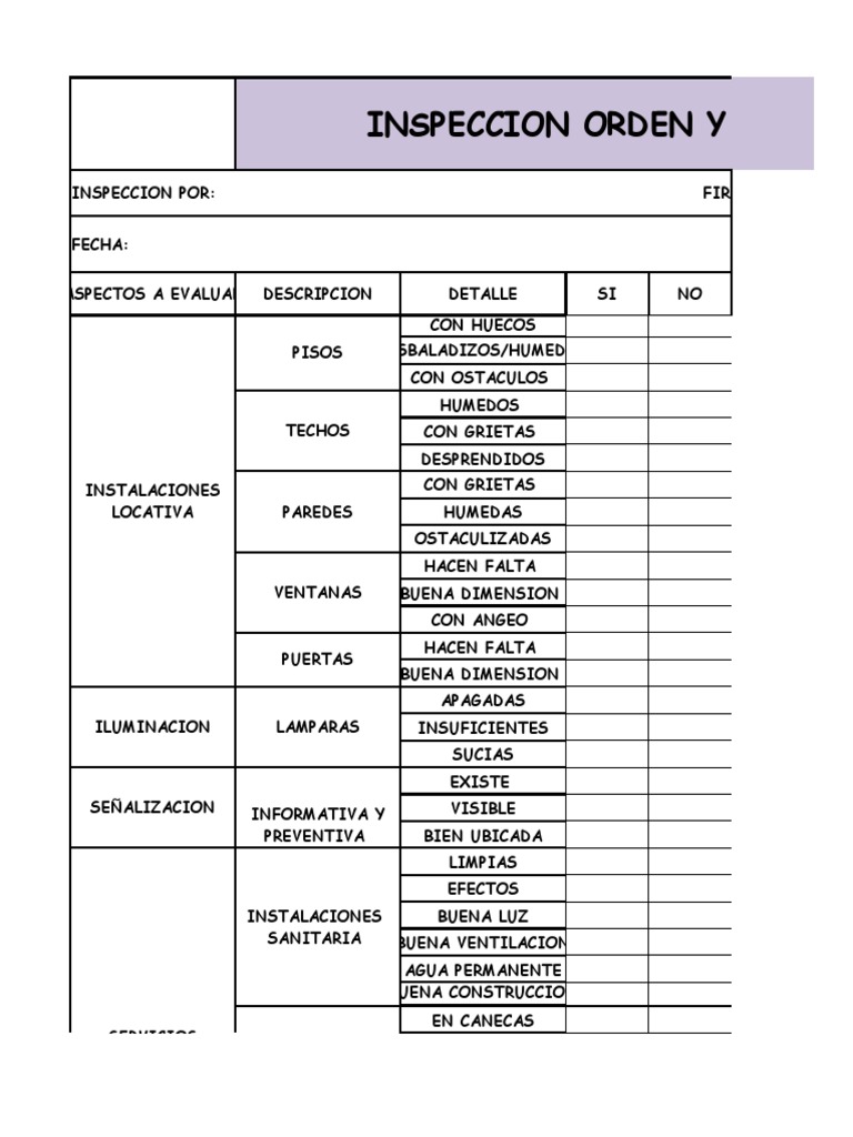 Formato Orden y Aseo | PDF