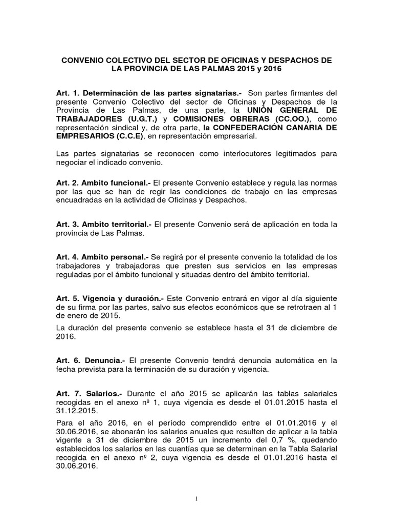 Convenio Oficinas y Despachos | PDF | Salario | Adopción