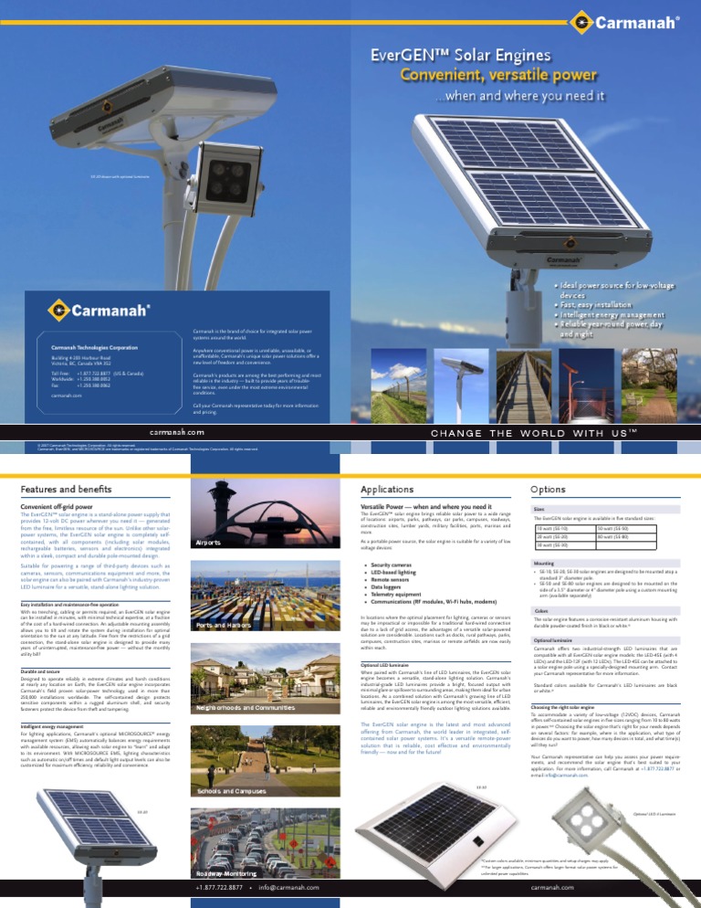 Evergen™ Solar Engines: Convenient, Versatile Power | PDF | Lighting ...