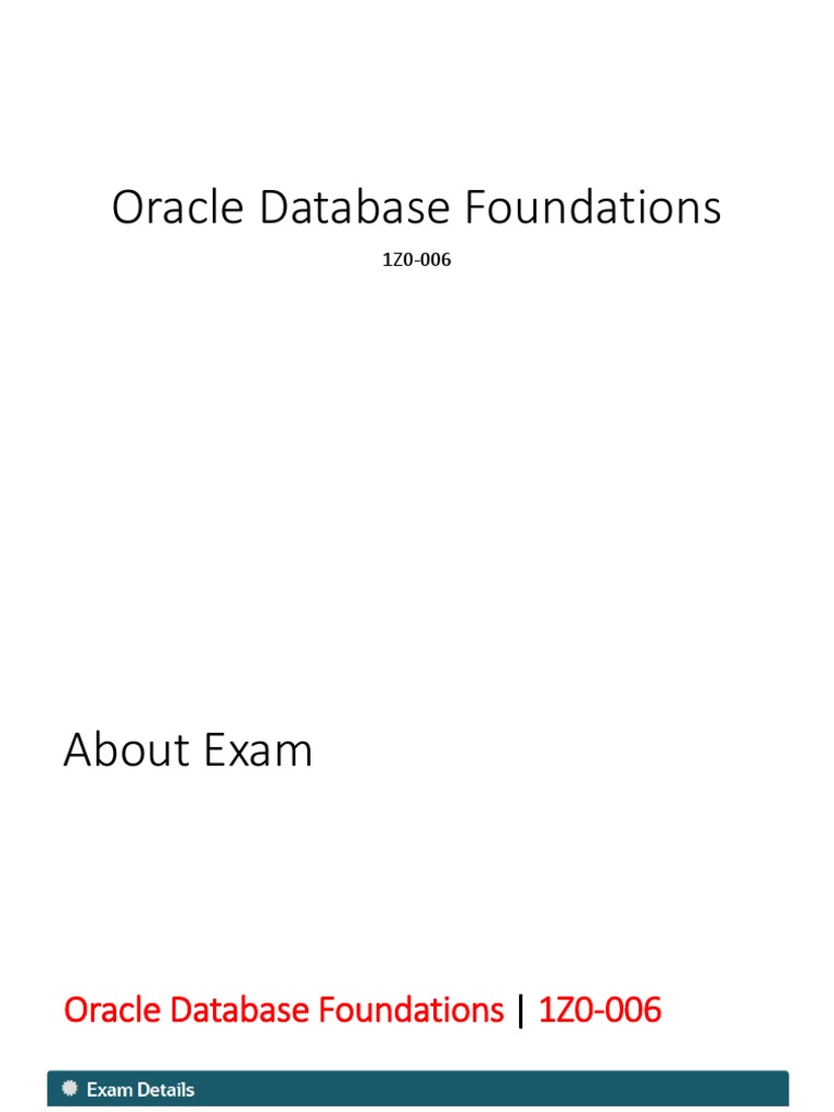 1Z0 006 Oracle Database Foundations | PDF | Relational Database | Databases