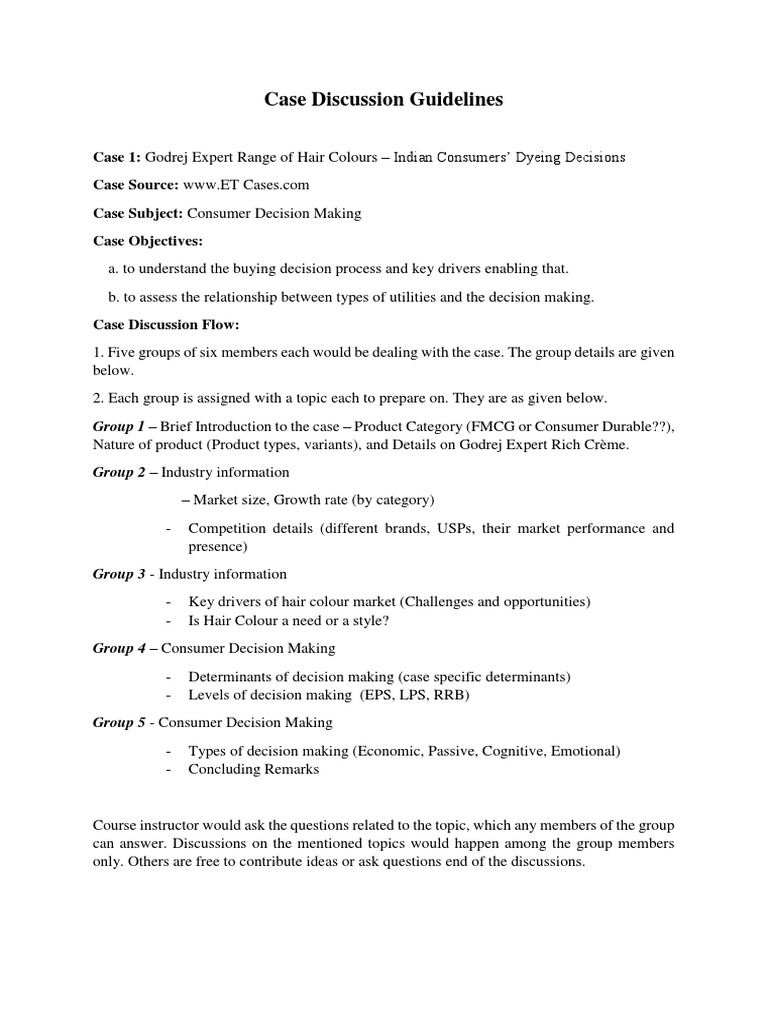 Case Study Guidelines for Consumer Behavior | PDF | Decision Making ...