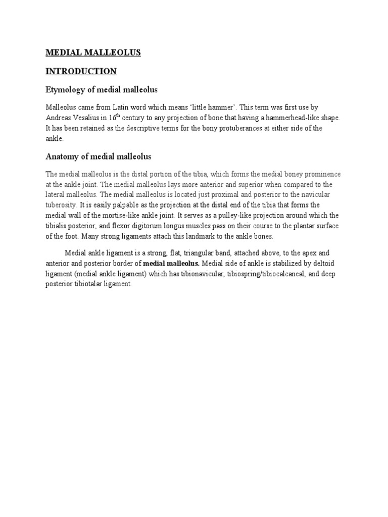 Etymology of Medial Malleolus | PDF | Ankle | Anatomical Terms Of Location