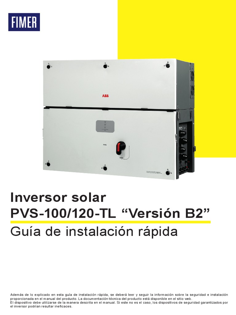 FIMER PVS-100 120-TL B2 Version Quick Installation Guide ES RevC | PDF ...