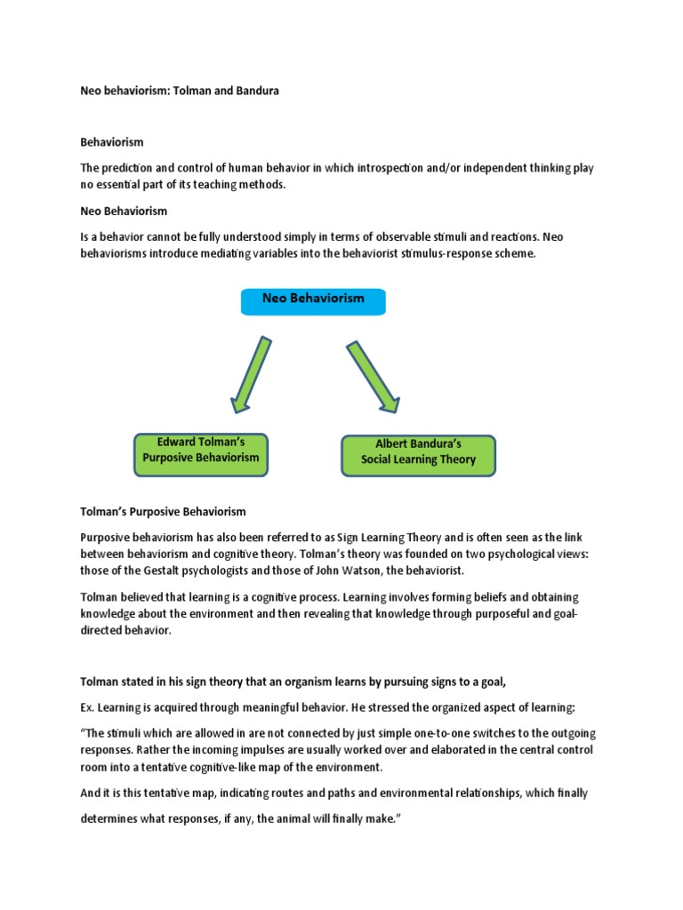 Neo Behaviorism | PDF | Behaviorism | Learning