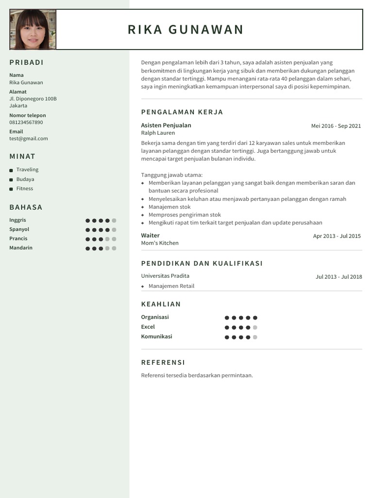 Contoh CV Retail | PDF