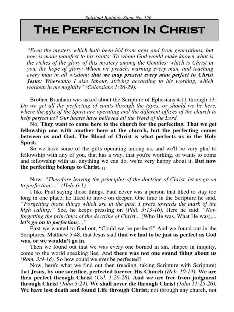 Perfection Through Christ Explained | PDF | Baptism | Jesus