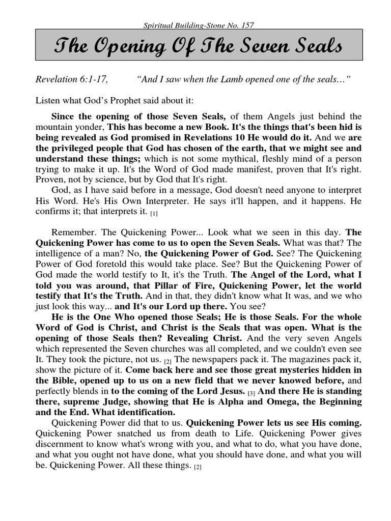 157 The Opening Of The Seven Seals Pdf Antichrist Revelation
