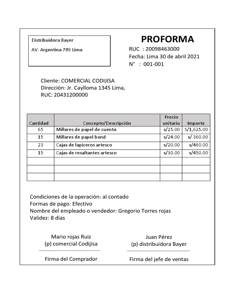 Proforma de venta de papelería y útiles de oficina a Comercial Codijisa | PDF