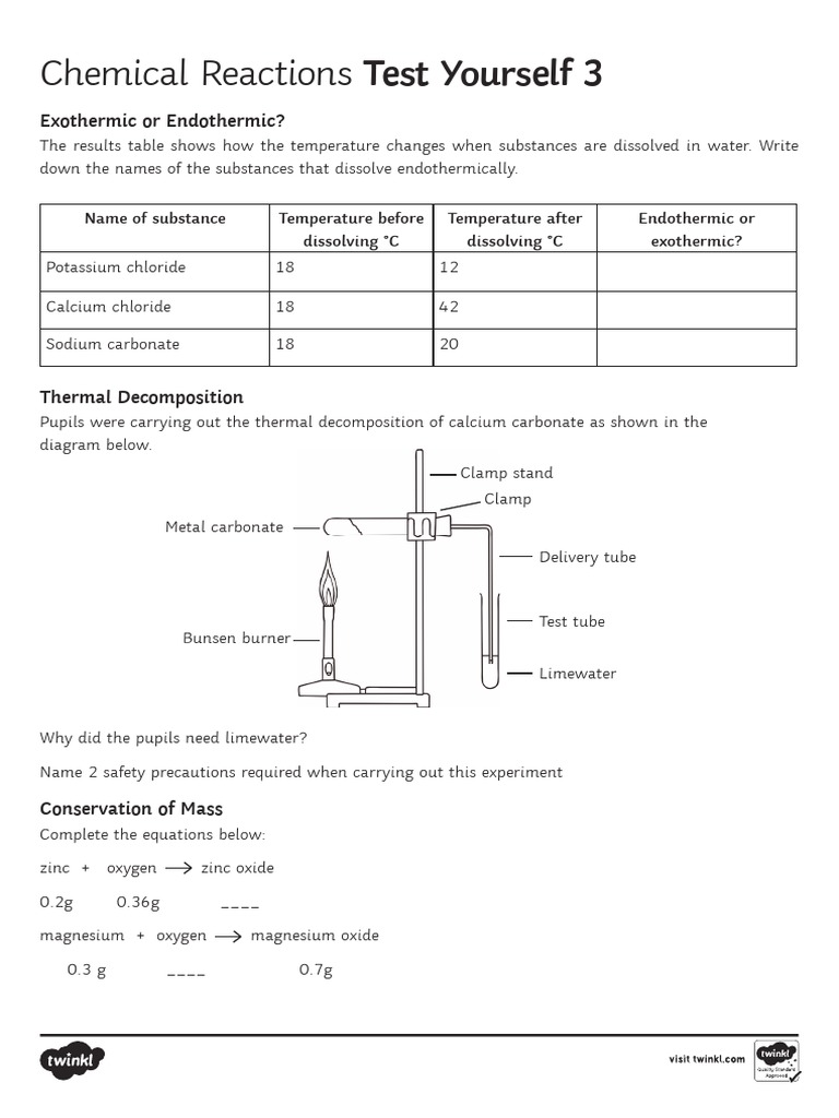 Chemical Reactions Test Yourself 3 | Download Free PDF | Oxide | Magnesium
