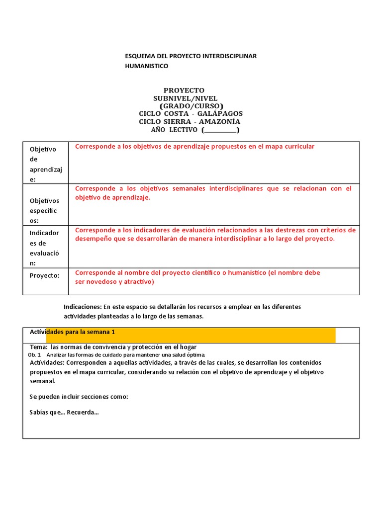 Esquema Del Proyecto Interdisciplinar | PDF | Aprendizaje | Cognición