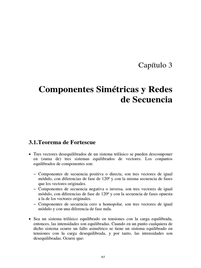 Componentes Simetricas y Redes de Secuen | PDF | Corriente eléctrica ...