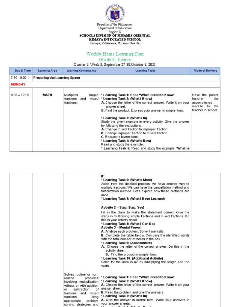 WHLP Q1 W3 | PDF | Mixture | Learning
