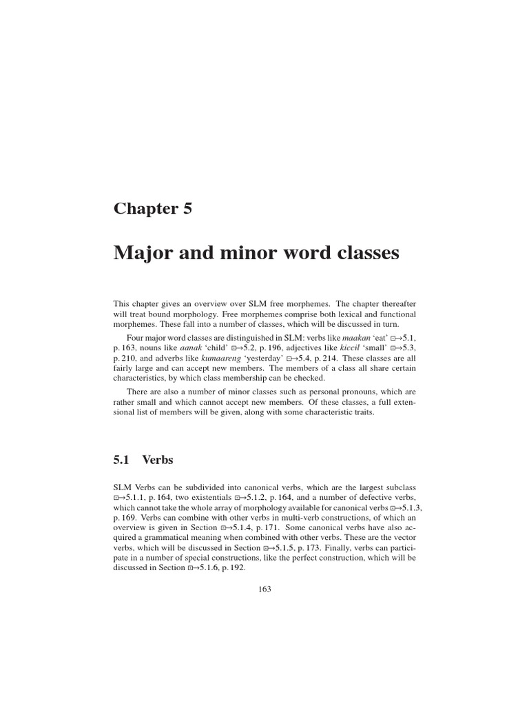 Major and Minor Word Classes | PDF | Verb | Grammatical Tense