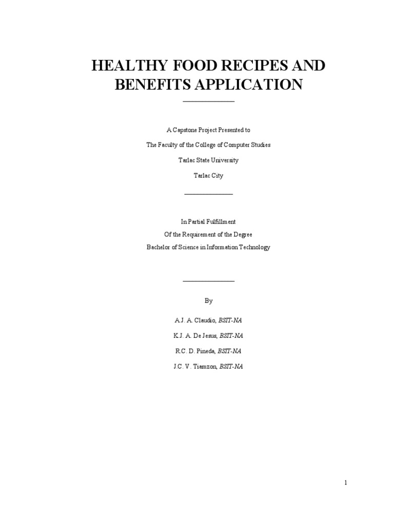 Healthy Food Recipes and Benefits Application Revised | PDF | Mobile ...