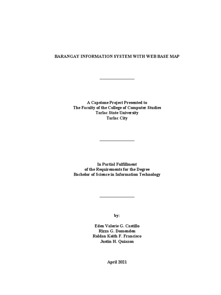 Barangay Information System With Web Base Map | PDF | Geographic ...