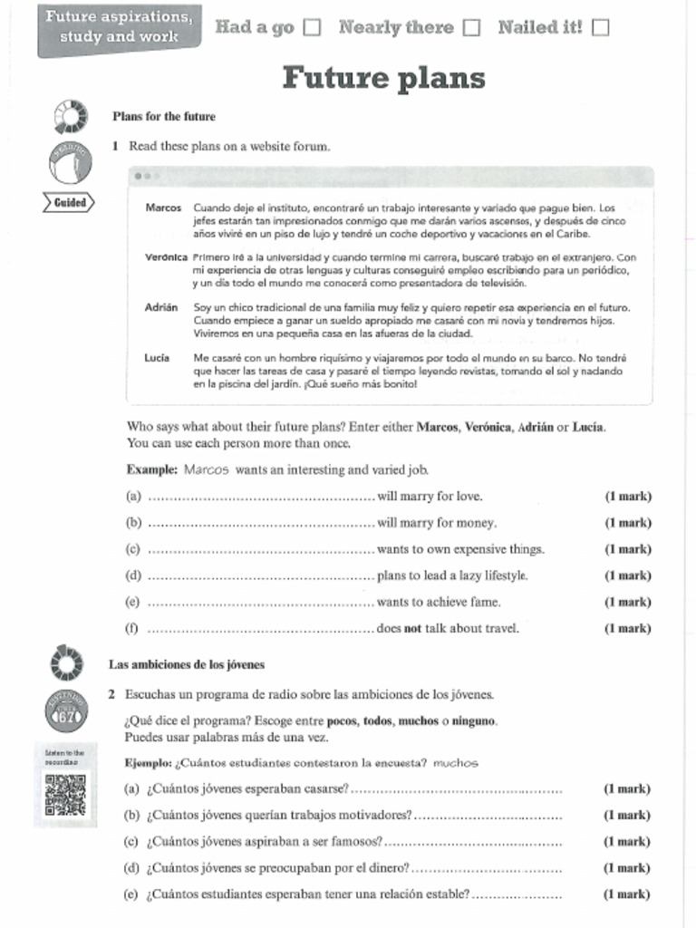 Future Aspirations, Study and Work | PDF