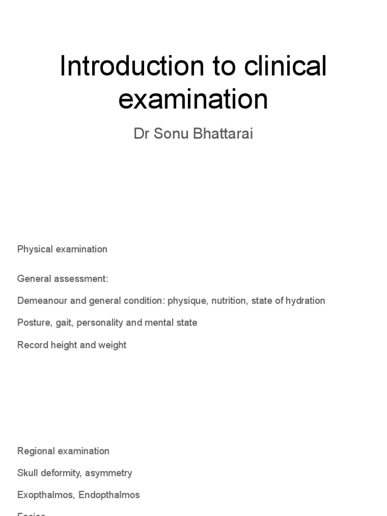 Introduction To Clinical Examination | PDF | Pulse | Anemia