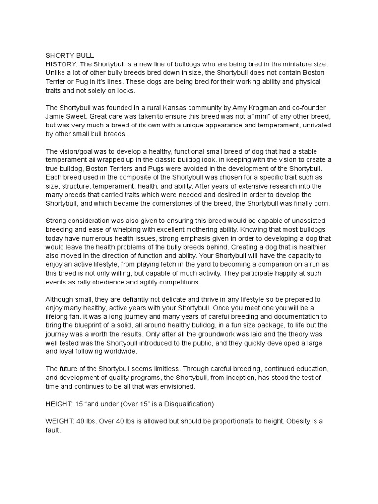 Shorty Bull | PDF | Dog Breeds | Pit Bull