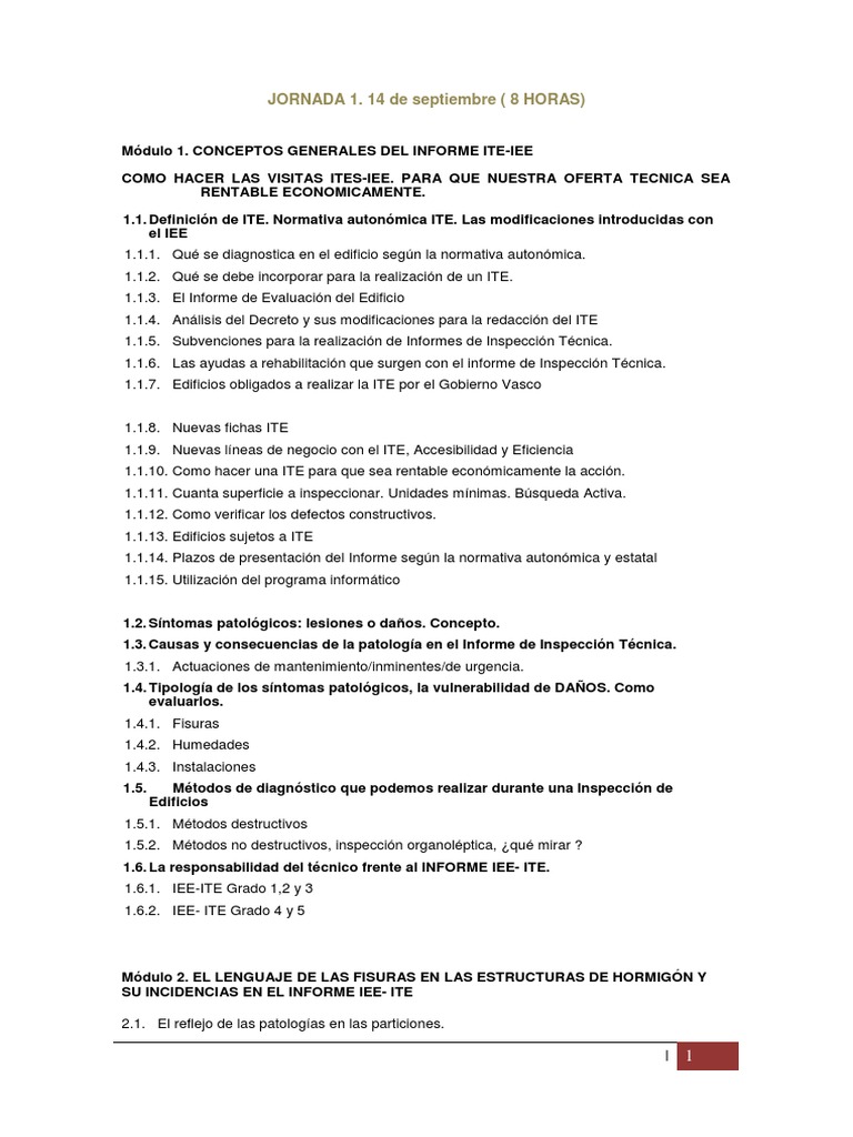 CURSO INFORME ITE - Solo Programa | PDF | Fundación (Ingeniería) | Ingeniería estructural