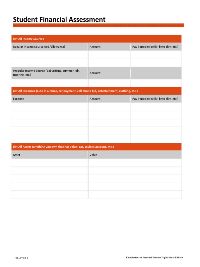 Student Financial Assessment | PDF