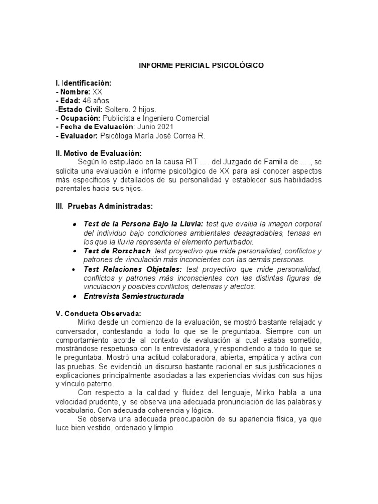 Informe Psicologico | Descargar gratis PDF | Las emociones | Comportamiento