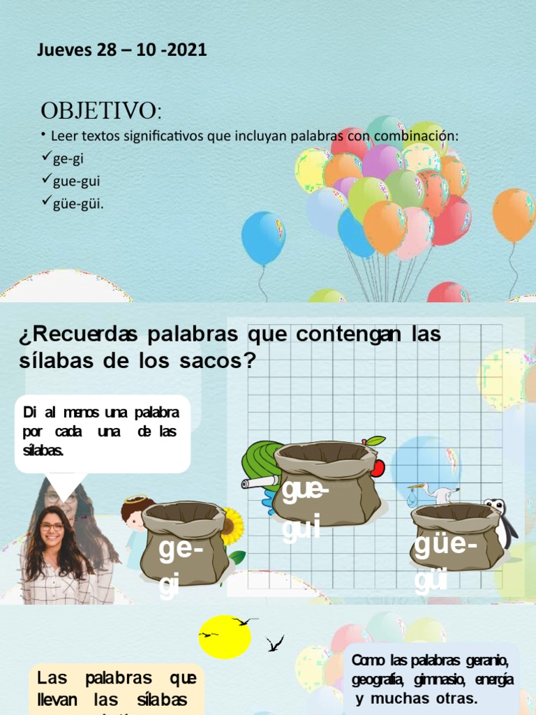 Trabajo Con Palabras Con Ge Gi Gue Gui Güe Güi | PDF | Texto | Lingüística