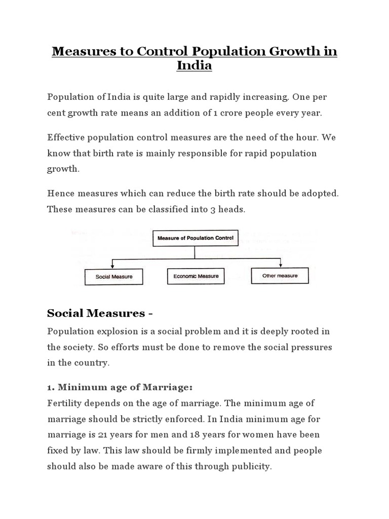 Population Control Measures in India | PDF | Birth Rate | Marriage