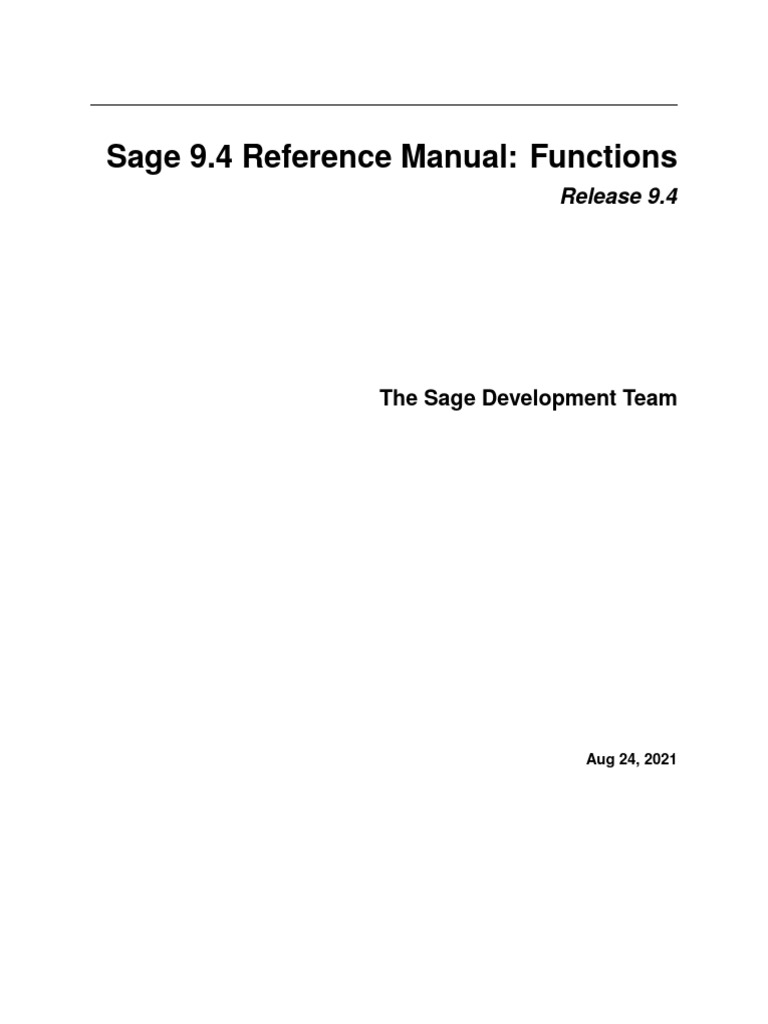 Sage Reference Manual Functions Chapter | PDF | Trigonometric Functions ...