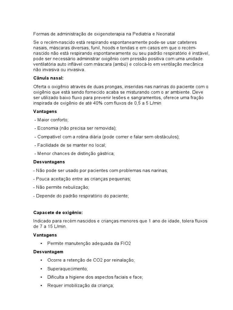 Administração de O2 Neo e PED | PDF | Oxigênio
