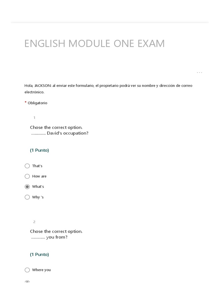 English Module One Exam-Jackson Valverde | PDF