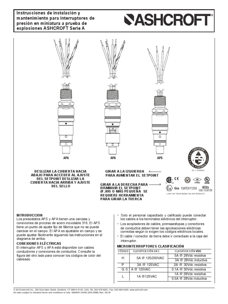 ES Installation and Maintenance Instructions For Ashcroft A-Series ...