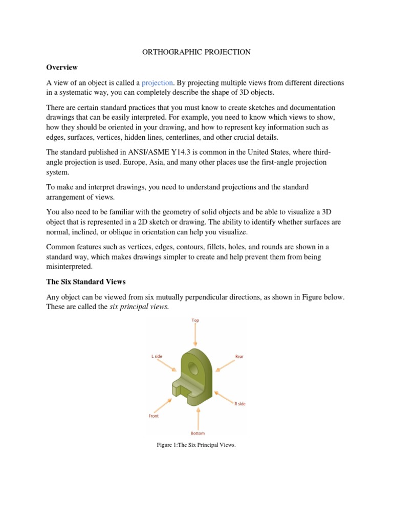 Projection: Figure 1:the Six Principal Views | PDF | Perspective ...