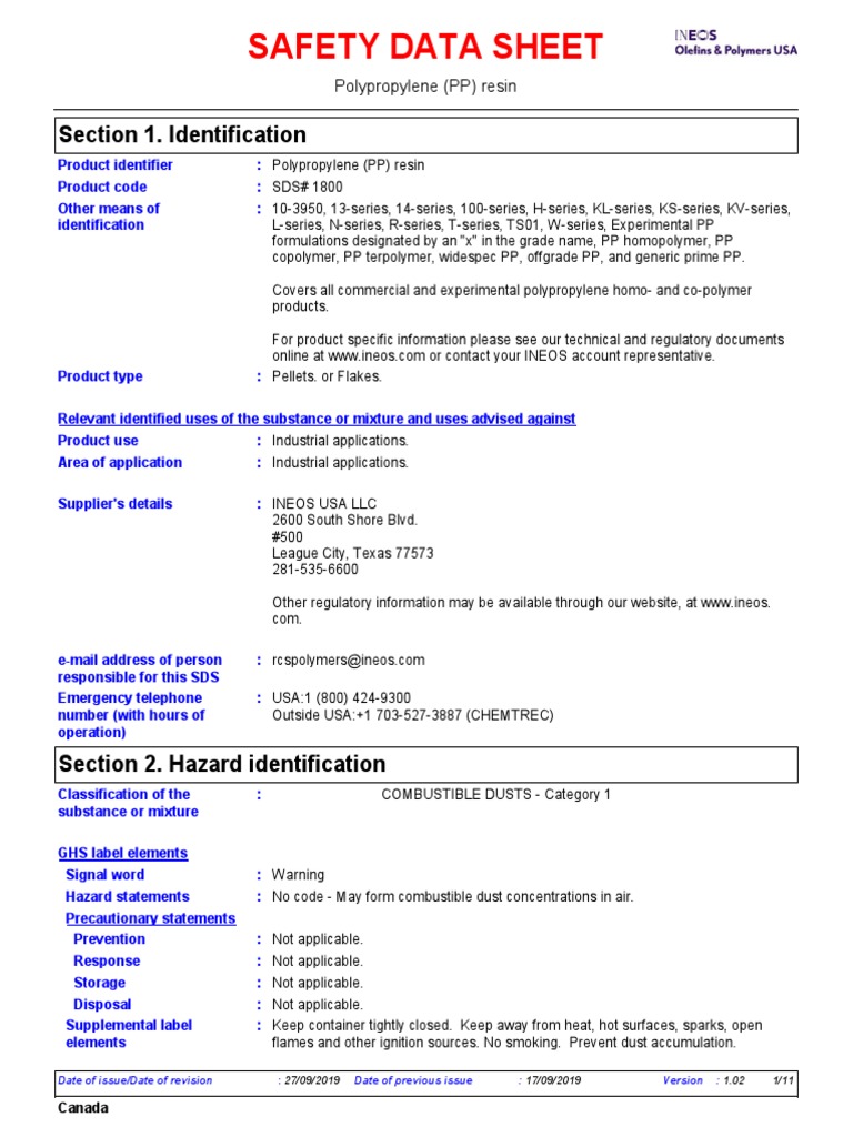 MSDS PP | PDF | Firefighting | Toxicity