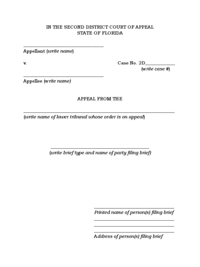 Florida Appellate Brief Template | PDF | Brief (Law) | Appeal