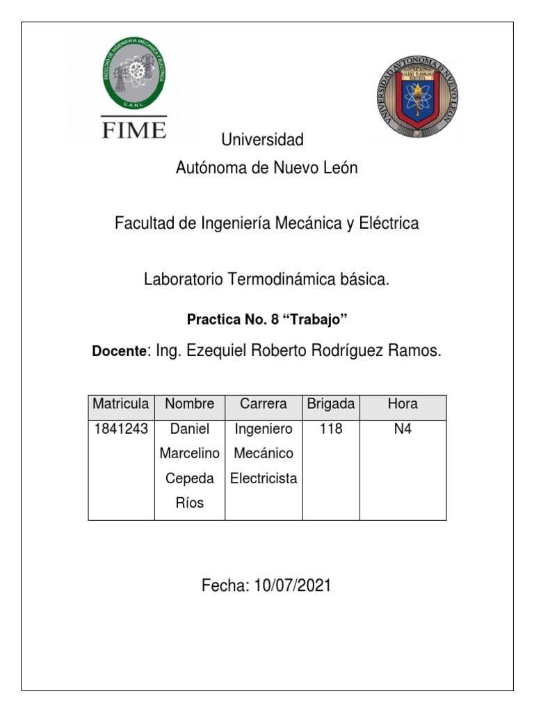 Practica #8 TermoB | PDF | Temperatura | Presión