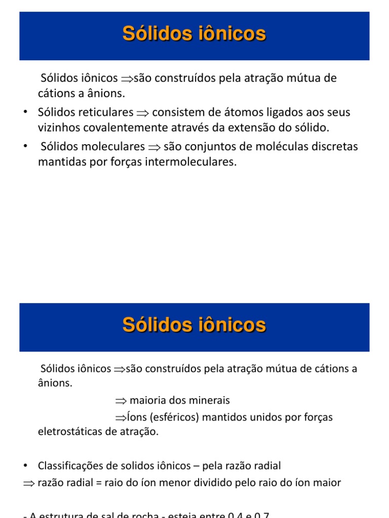 Sólidos Ionicos, Moleculares e Reticulares | PDF | Cristal líquido | Sólido