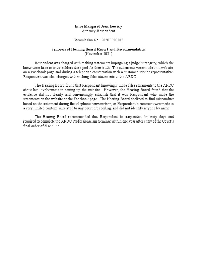 IL ARDC Report | Download Free PDF | Burden Of Proof (Law) | Evidence