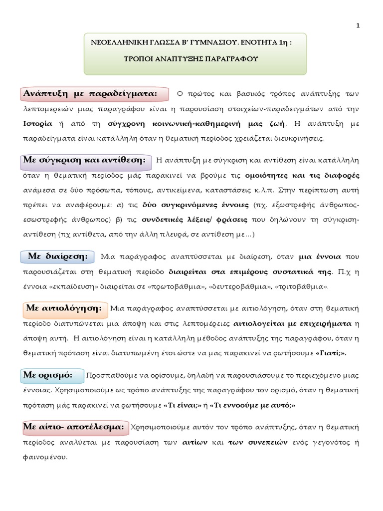 ΤΡΟΠΟΙ ΑΝΑΠΤΥΞΗΣ ΠΑΡΑΓΡΑΦΟΥ ΘΕΩΡΙΑ ΚΑΙ ΑΣΚΗΣΕΙΣ | PDF
