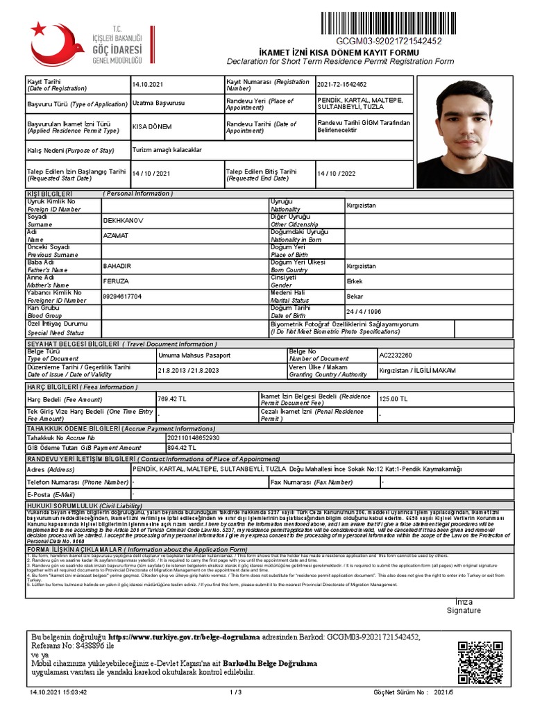 Azamat Dekhkanov Başvuru Formu | PDF