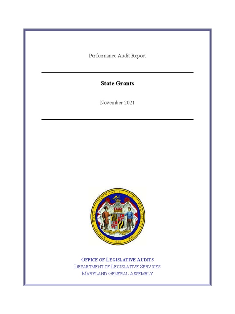 Maryland State Grants Performance Audit | PDF | Audit | Grant (Money)