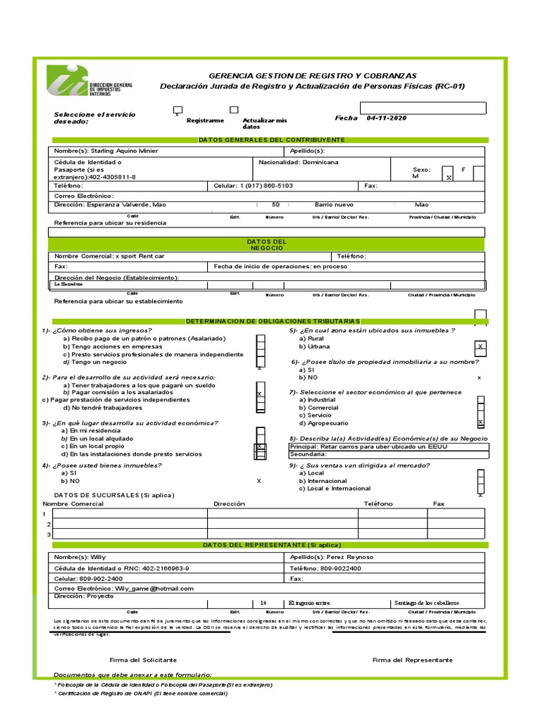 Declaracion Jurada de Registro y Actualizacion de Personas Fisicas (RC ... Declaracion Jurada de Registro y Actualizacion de Personas Fisicas (RC ...
