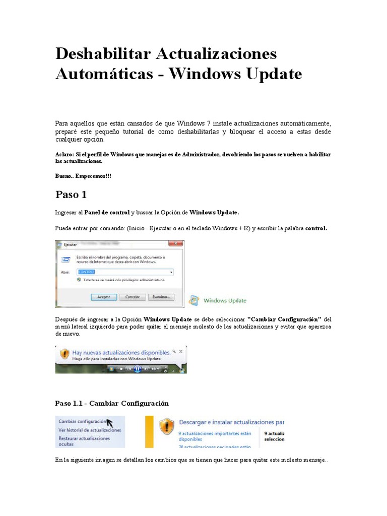 DEFINITIVO!!!!! Deshabilitar Actualizaciones Automáticas - Windows ...