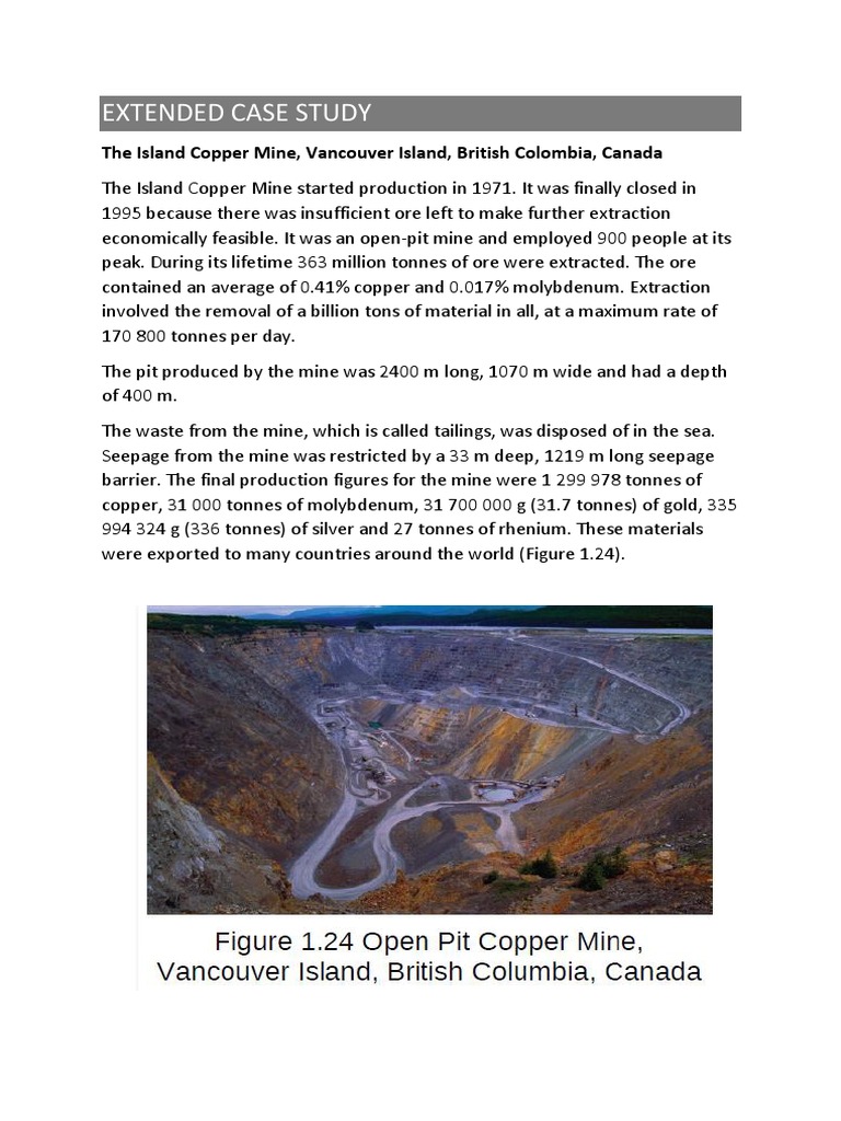 Extended Case Study The Island Copper Mine | PDF | Mining | Natural ...