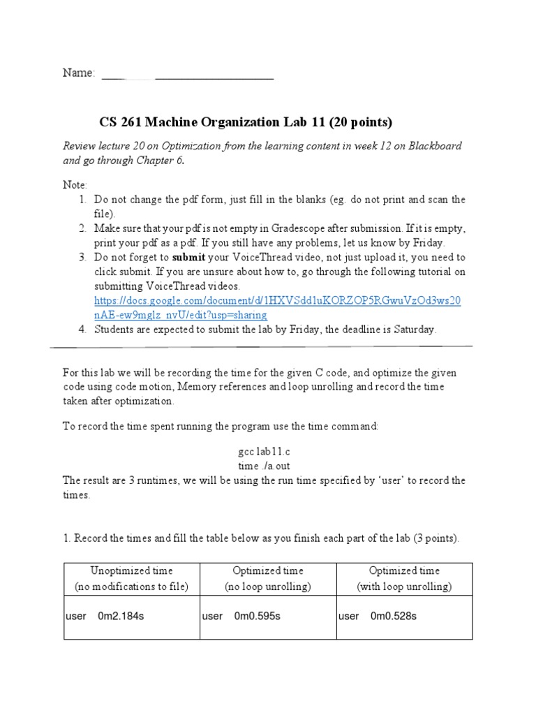 Hajara-Yasmin Isa: CS 261 Machine Organization Lab 11 (20 Points) | PDF | Subroutine | Control Flow