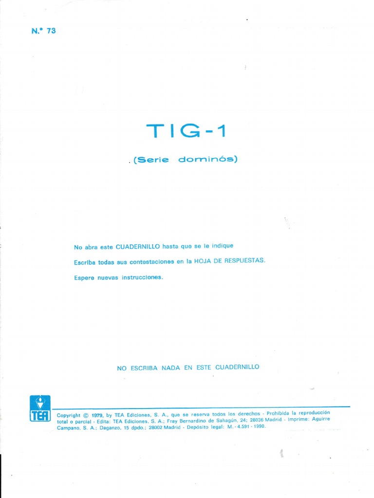 Instrucciones para el Cuadernillo TIG-1 | PDF