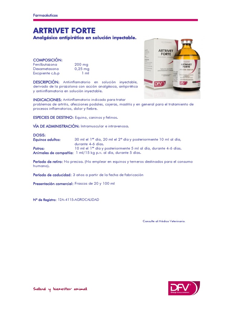 Artrivet Forte: Uso y Dosis en Animales | PDF